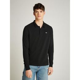Tommy Jeans Herren Poloshirt &raquo;TJM SLIM PLACKET POLO LS EXT&laquo; mit Logostickerei schwarz L