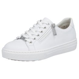 Rieker Damen Sneaker mit Memosoft-Innensohle, Freizeitschuh, Halbschuh, Schn&uuml;rschuh wei&szlig; 37