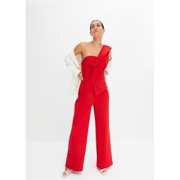 bonprix Damen bonprix Overall f&uuml;r festliche Anl&auml;sse, One-Shoulder-Design, Slim fit, &auml;rmellos rot 48/50 (XL), N-Gr