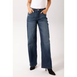 Aniston Casual Damen Aniston CASUAL Straight-Jeans mit trendig weitem Bein blau 46, N-Gr