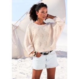 Lascana Fledermauspullover &raquo;mit aufwendigem Strickmuster, Lochstrickmuster&laquo; modischer Ajourpullover, Oversize-Pullover, Strickpullover, Fr&uuml;hling beige