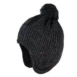 MaxiMo Jungen MaxiMo Strickm&uuml;tze Wollanteil, gef&uuml;ttert, Ohrenklappen, mit Bommel grau 51