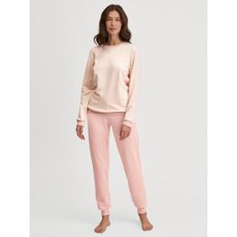 Calida Damen Calida Schlafanzug &raquo;Soft Dreams&laquo; 2 tlg. Ringel-Design, warm, weich, Frottee-Qualit&auml;t, Cotton-Mix rosa XS (36/38)