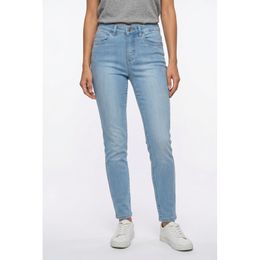 bonprix Damen bonprix Straight-Jeans 1 Regular Fit, Komfort-Stretch-Material, leichte Stoffqualit&auml;t blau 38, K-Gr
