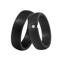 DOOSTI Unisex DOOSTI Trauring &raquo;Schmuck Geschenk CARBON Trauring Ehering Partnerring LIEBE&laquo; wahlweise mit oder ohne Zirkonia schwarz 60, ohne Zirkonia,