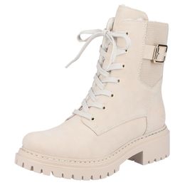 Rieker Damen Winterstiefelette , Schn&uuml;rstiefelette, Schn&uuml;rboots, Profilsohle mit Stretch am Schaft beige 41