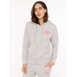 Zwillingsherz Damen Kapuzensweatjacke &raquo;"Feel Good Club"&laquo; Kapuze, zum Binden, Taschen, kleine Stickerei vorne L/XL