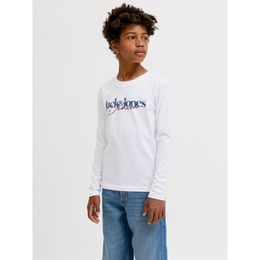 Jack & Jones Jack & Jones Junior Kinder Langarmshirt &raquo;JJTOM TEE LS CREW NECK JNR&laquo; Baumwolle, regular fit wei&szlig; 140