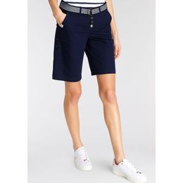Delmao Damen DELMAO Chinoshorts zum Krempeln, mit passendem G&uuml;rtel blau 44, N-Gr