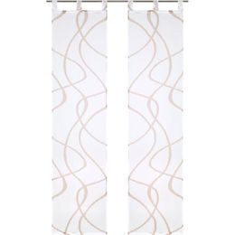 OTTO home Schiebegardine &raquo;Bene&laquo; Schlaufen 2 Stk. tlg. Inkl. Beschwerungsstange, transparent, glatt, gemustert grau Polyester, Polyester 225cm, 