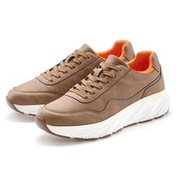 John Devin Herren Sneaker &raquo;Schn&uuml;rschuh, Freizeitschuh, Schn&uuml;rhalbschuh, Halbschuh, Turnschuh&laquo; mit kontrastfarbenem Innenfutter Unisex VEGAN braun 41
