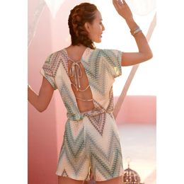 Lascana Kurzoverall mit tiefem R&uuml;ckenausschnitt und Alloverprint, sommerlicher Jumpsuit bunt 34, N-Gr Kurzoverall
