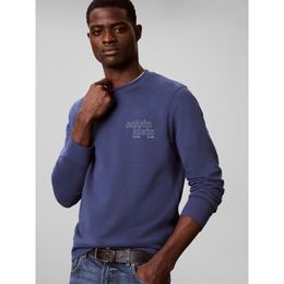 Calvin Klein Jeans Herren Sweatshirt, Rundhalsausschnitt, Brustdruck, reine Baumwolle blau XXL