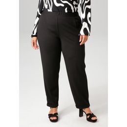 Aniston Plus Damen Aniston PLUS Schlupfhose aus elastischer Scuba-Crep&eacute;-Qualit&auml;t schwarz 44, N-Gr