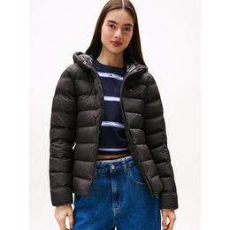 Tommy Jeans Damen Steppjacke &raquo;TJW SLIM HOOD PRNT DOWN JCKT EXT&laquo; mit Kapuze schwarz XS (34)