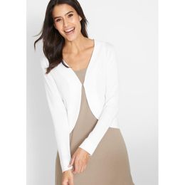 bonprix Damen bonprix Bolero &raquo;Kurze Strickjacke mit Viskose&laquo; lockere Passform, kurze Strickjacke, festlicher Stil wei&szlig; 48/50 (XL)