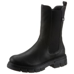 Rieker Damen Chelseaboots , Stiefelette, Blockabsatz, Boots mit breitem Stretcheinsatz schwarz 37