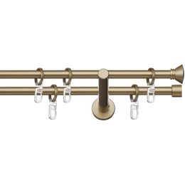 Indeko Gardinenstange &raquo;Ibiza&laquo; &Oslash; 12 mm 2 l&auml;ufig-l&auml;ufig Fixma&szlig; Komplett-Set inkl. Ringen und Montagematerial gold Stahl B/L: 120cm &Oslash; 12mm, 1 Stk., 2 