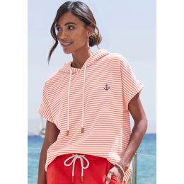 H.I.S. H.I.S Damen Sweatshirt, gestreift und mit Kapuze, Loungewear rot 40/42