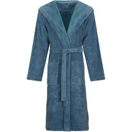 Vossen Unisex-Bademantel &raquo;Lynn&laquo; 1 Stk. f&uuml;r Damen & Herren, mit Kapuze, aus Microfaser blau Wirkvelours L L: 120cm