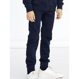 name it Jungen Jogginghose &raquo;NKMSWEAT f&uuml;r Jungen mit verstellbarem Bund und Kordelzug&laquo; unifarben, casual, regular fit, Baumwollmix, Rundhals blau 128, 