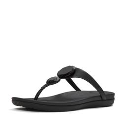 fitflop Damen Zehentrenner &raquo;SOLAY GLOSSY-DISC TOE-POST SANDALS&laquo; Dianette, Sommerschuh mit Metallic Detail schwarz 43