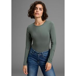 Laura Scott Damen Langarmbody aus elastischer Baumwollmischung, figurbetonte Passform blau 42, N-Gr