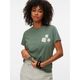 V&eacute;ro Moda Vero Moda Damen Kurzarmshirt &raquo;VMVANJA SS TOP BOX JRS&laquo; Baumwolle gr&uuml;n S