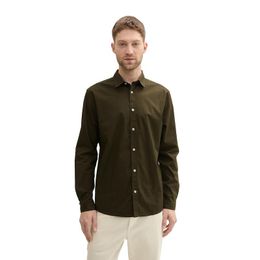 Tom Tailor Herren Tom Tailor Langarmhemd mit 2-Knopf-Verschluss am &Auml;rmel gr&uuml;n M, N-Gr