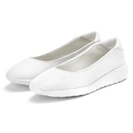 Lascana M&auml;dchen Lascana Ballerina &raquo;Freizeitschuh, Slipper, Halbschuh, Slip-On-Sneaker,&laquo; zum Reinschl&uuml;pfen, leichte Mesh-Optik VEGAN wei&szlig; 38