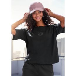 Buffalo Damen T-Shirt mit toller Stickerei schwarz 32/34