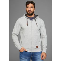 MAN'S WORLD Man's World Herren Kapuzensweatjacke mit kontrastfarbigem Innenfutter grau S (44/46)