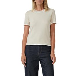 s.Oliver BLACK LABEL Damen s.Oliver BLACK LABEL Kurzarmpullover Feinstrick, Rundhals mit kontrastfarbenen B&uuml;ndchen beige 38