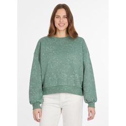 Ragwear Damen Sweatshirt &raquo;WUSS PRINT&laquo;, mit figurumspielender Passform, aus Baumwolle und Polyester, h&uuml;ftlang gr&uuml;n XXL