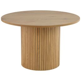 Esstisch, Eiche, Holzwerkstoff, rund, S&auml;ule, rund, 120x75x120 cm, Esszimmer, Tische, Esstische, Esstische rund