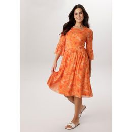 Aniston Selected Damen Aniston SELECTED Meshkleid mit gro&szlig;fl&auml;chigen Batik-Bl&uuml;ten bedruckt 36, N-Gr