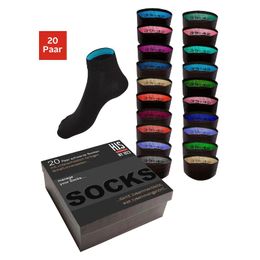 H.I.S. H.I.S Damen Kurzsocken &raquo;f&uuml;r Damen und Herren, perfekt zu sortieren, mit farbigen Innenb&uuml;ndchen&laquo; Box, 20 Stk. tlg. in praktischer Geschenkbox f&uuml;r Beruf