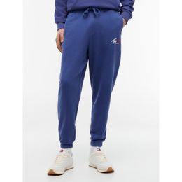 Tommy Jeans Herren Jogginghose &raquo;TJM REGULAR SIGNATURE&laquo; mit Logo und B&uuml;ndchen blau XL, N-Gr