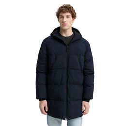 Tom Tailor Denim Herren Tom Tailor Denim Steppjacke mit Kapuze mit Logo Print blau S