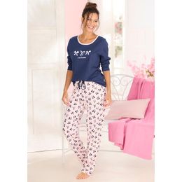 Vivance Dreams By Lascana Damen Vivance Dreams by Lascana Pyjama Set, 2 tlg. mit s&uuml;&szlig;em Schleifenmuster 44/46