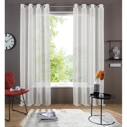 Bruno Banani Gardine &raquo;Linus&laquo; &Ouml;sen 1 Stk. tlg. 1 Schal, eingewebte Querstreifen wei&szlig; Polyester 175cm, &Ouml;sen, 130cm