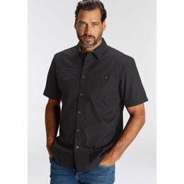 MAN'S WORLD Man's World Herren Kurzarmhemd mit kleinem Brustprint schwarz L (41/42), N-Gr