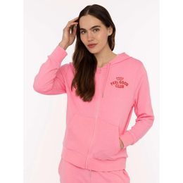 Zwillingsherz Damen Kapuzensweatjacke &raquo;"Feel Good Club"&laquo; Kapuze, zum Binden, Taschen, kleine Stickerei vorne S/M