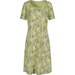 Damen Jerseykleid mit Blumendruck lindgr&uuml;n-khaki-bedruckt, Gr&ouml;&szlig;e 38
