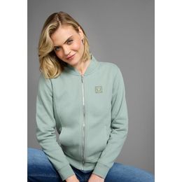 Delmao Damen DELMAO Sweatjacke in modischer Bomberjacken-Form gr&uuml;n 48/50