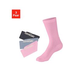 Copenhagen Studios Damen Tennissocken Packung, 3 Stk. tlg. mit gro&szlig;em Schriftzug bunt 39-42