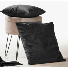 Weckbrodt-Gardinen Dekokissen &raquo;Valentin&laquo; Samt-Optik, Velour, Unifarben, Kissenh&uuml;lle ohne F&uuml;llung schwarz Polyester B/L: 40cm x 40cm, 1 Stk.