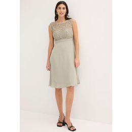 bonprix Damen bonprix Minikleid &raquo;Minikleid mit Spitze&laquo; 1 tlg. f&uuml;r besondere Anl&auml;sse, aus Polyester, taillierte Passform gr&uuml;n 52, N-Gr