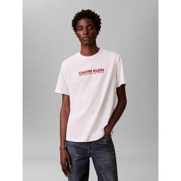 Calvin Klein Herren T-Shirt Regular Fit, Rundhalsausschnitt, Logodruck wei&szlig; XXL
