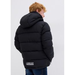 bonprix Herren bonprix Steppjacke mit Kapuze mit Kapuze und Fleece, normale Passform, mit reflektierenden Details schwarz 152/158